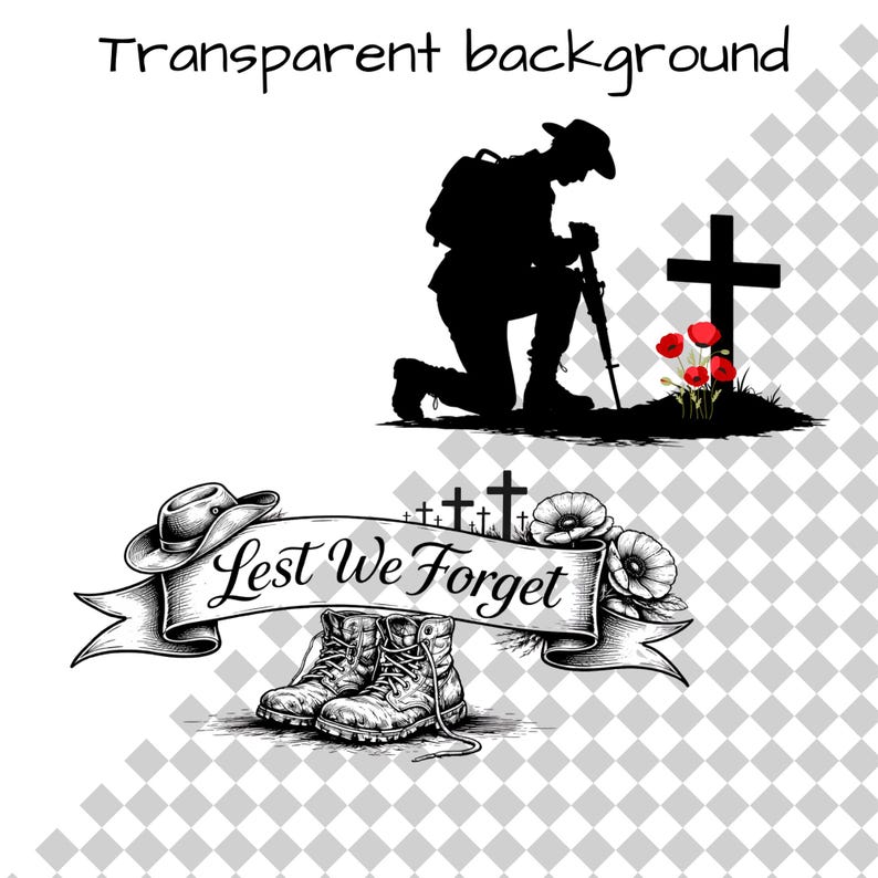 ANZAC Day Clipart Bundle – 14 Remembrance PNG Files – Lest We Forget ...