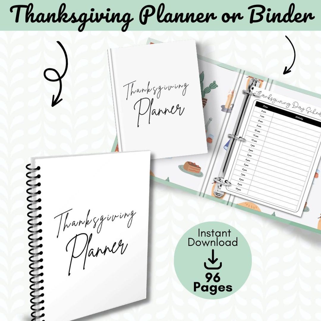 Thanksgiving Planner | Printable Holiday Organizer | Meal Prep, Menu ...