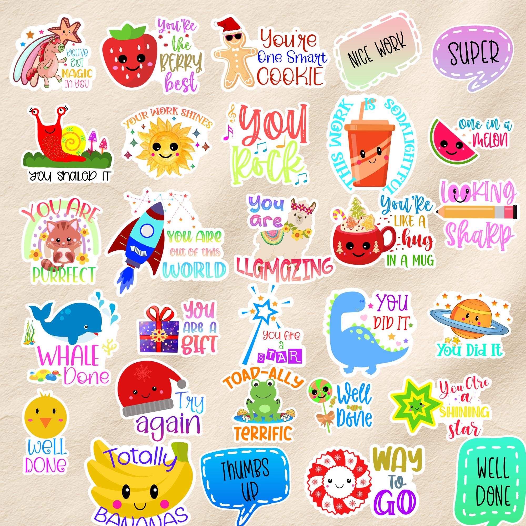 64 Kids Reward Stickers PNG Bundle | Teacher Stickers Printable ...
