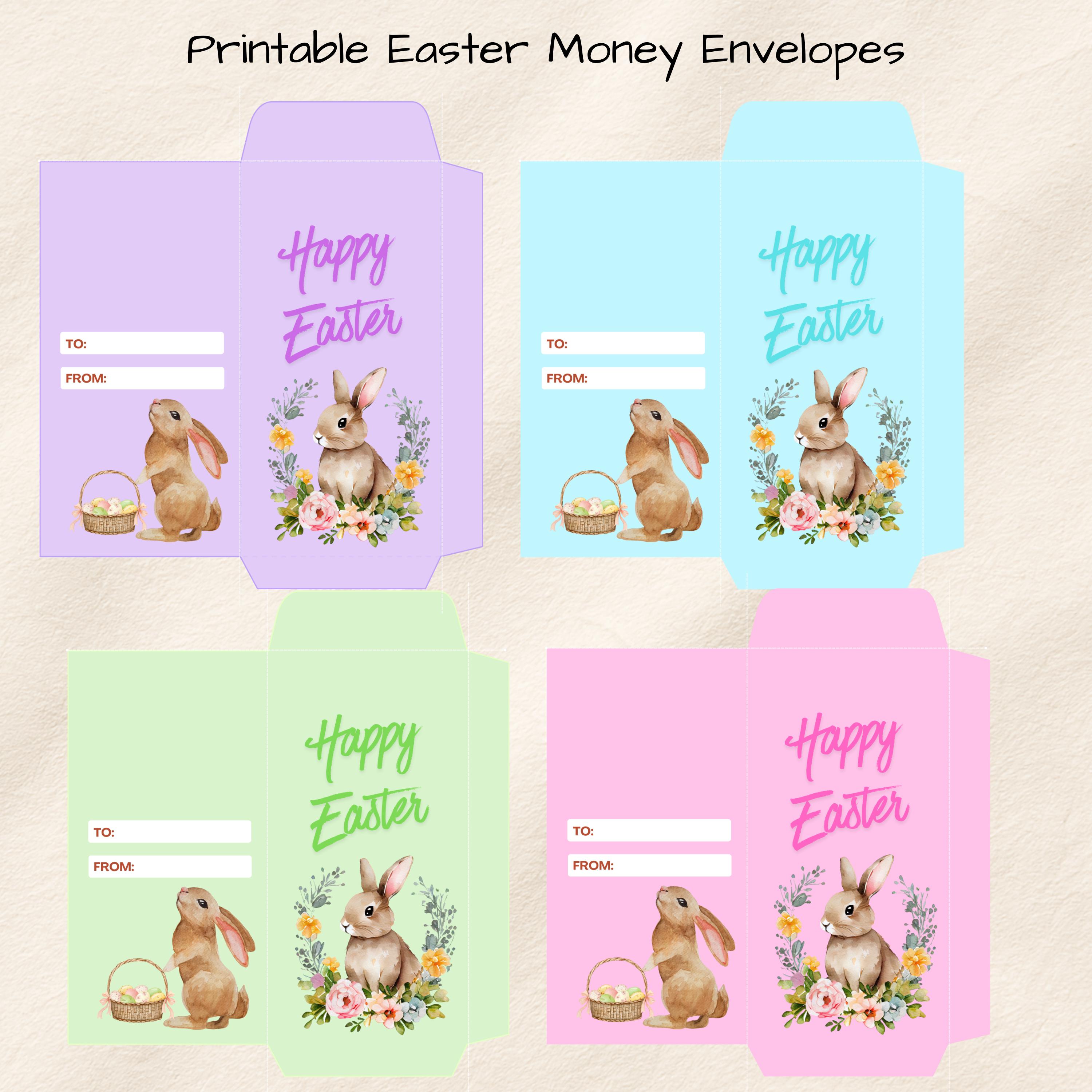 Printable Easter Money Envelopes | Easter Cash Gift Holder | Bunny ...