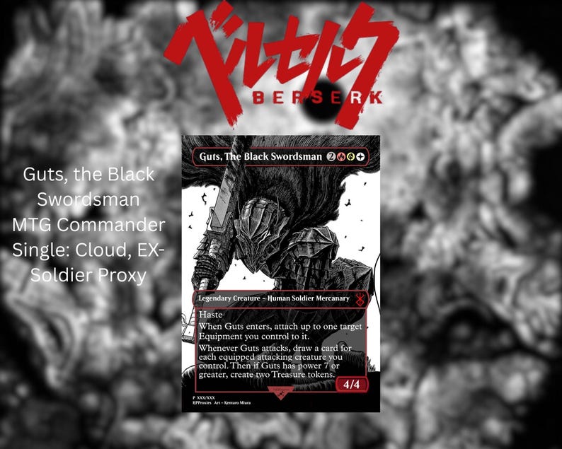 Guts, the Black Swordsman Commander Proxy Single: Cloud Ex-soldier - Etsy