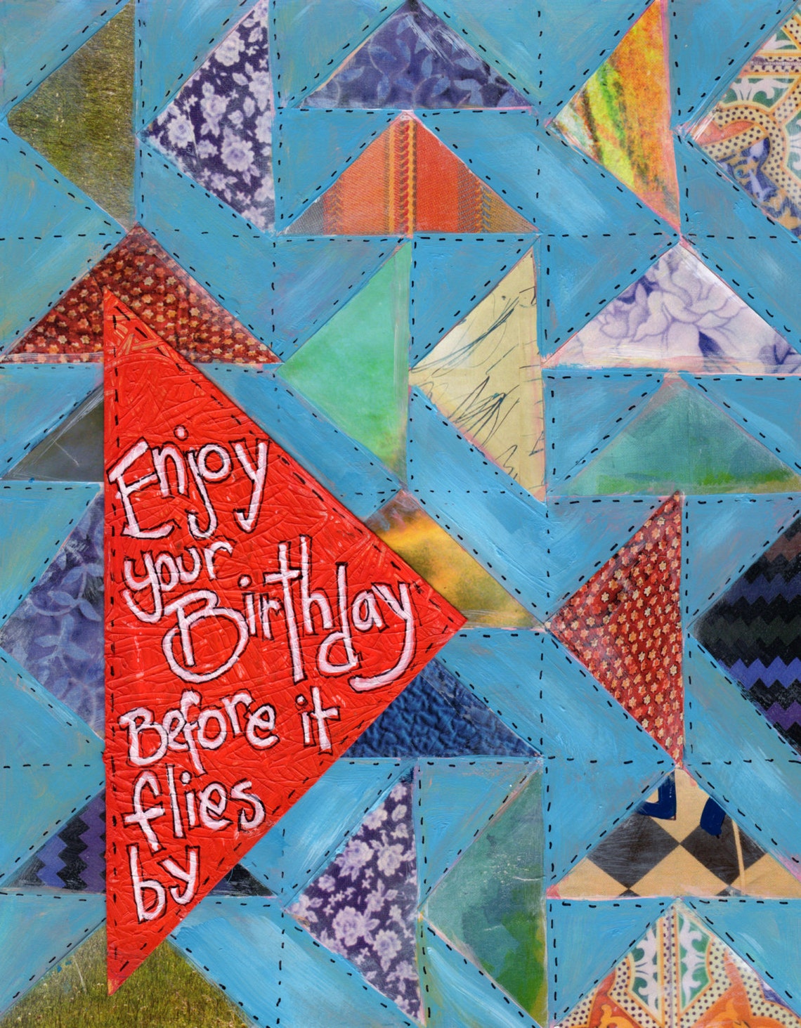 Quilter Birthday Card, Flying Geese Quilt Design, Birthday Gift for ...