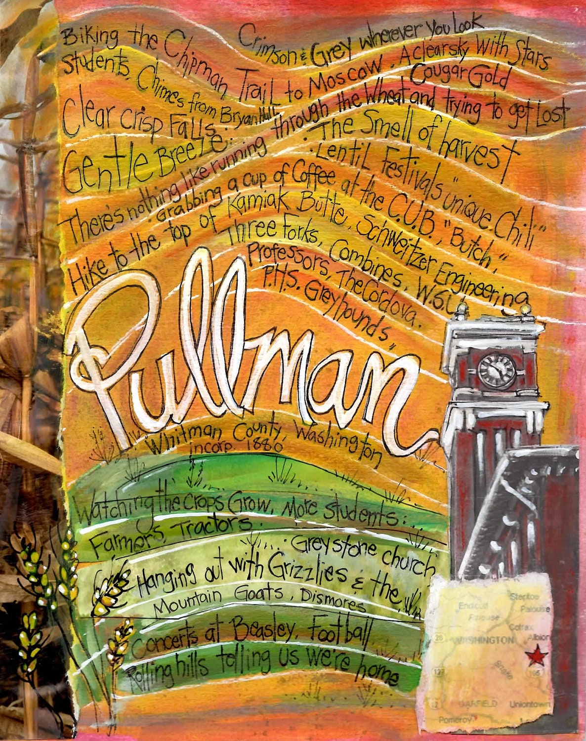 PULLMAN WASHINGTON ,washington State University, WSU Gift, Go Cougs ...