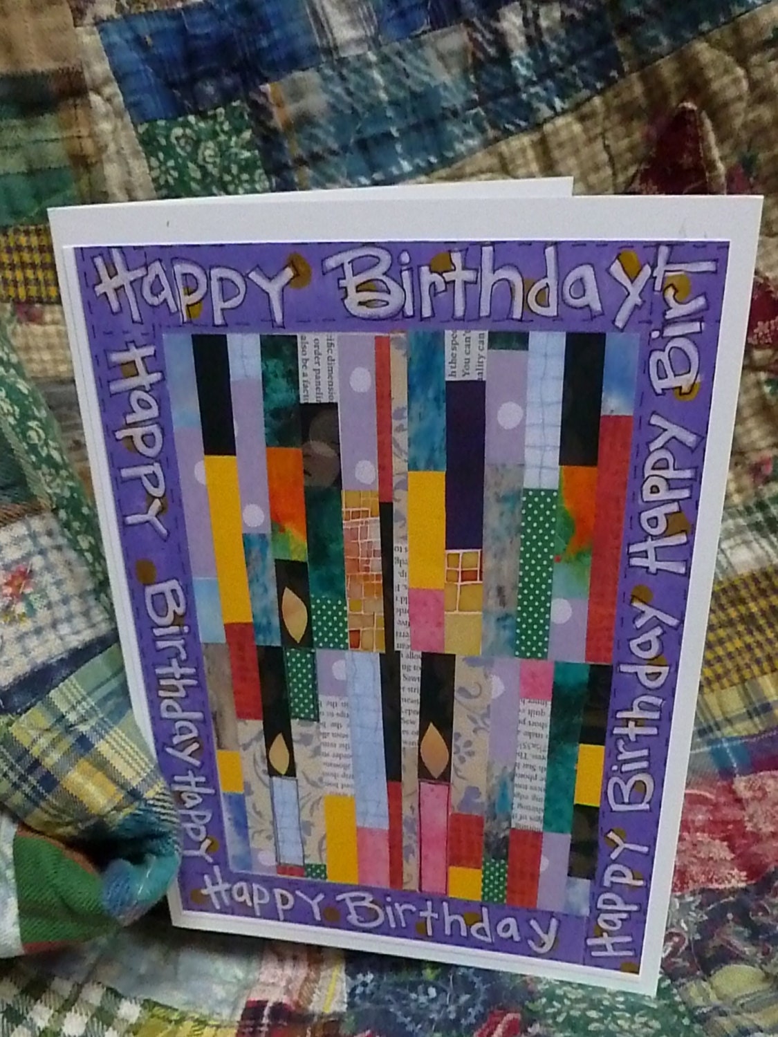 Quilt Card, Birthday for Quilter, Strip Quilt, BIRTHDAY CARD, Quilt ...