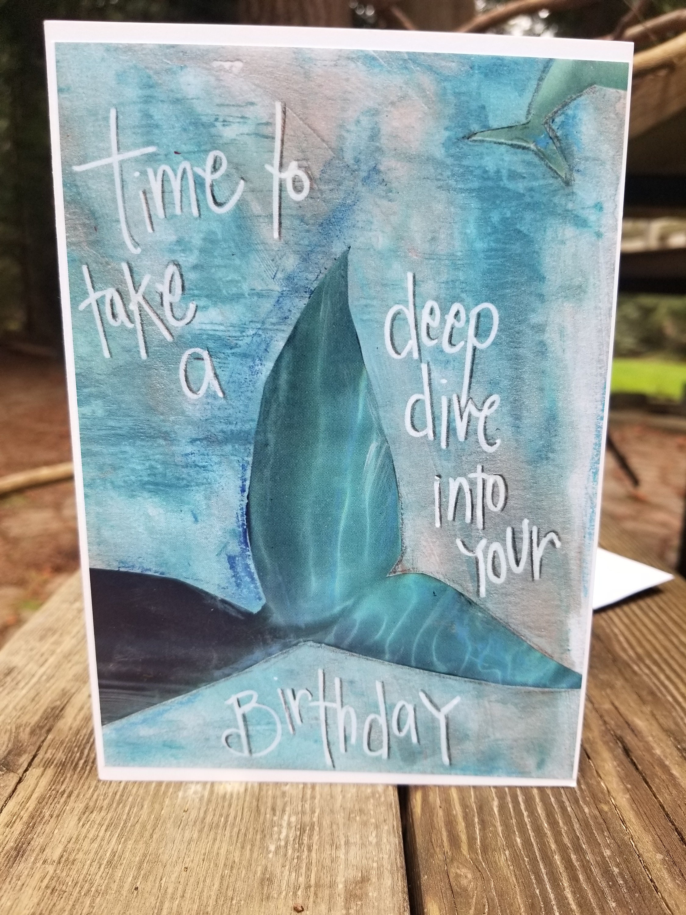 NEW Deep Dive, Swimmers Birthday Card, Water Birthday Greeting, Whales ...