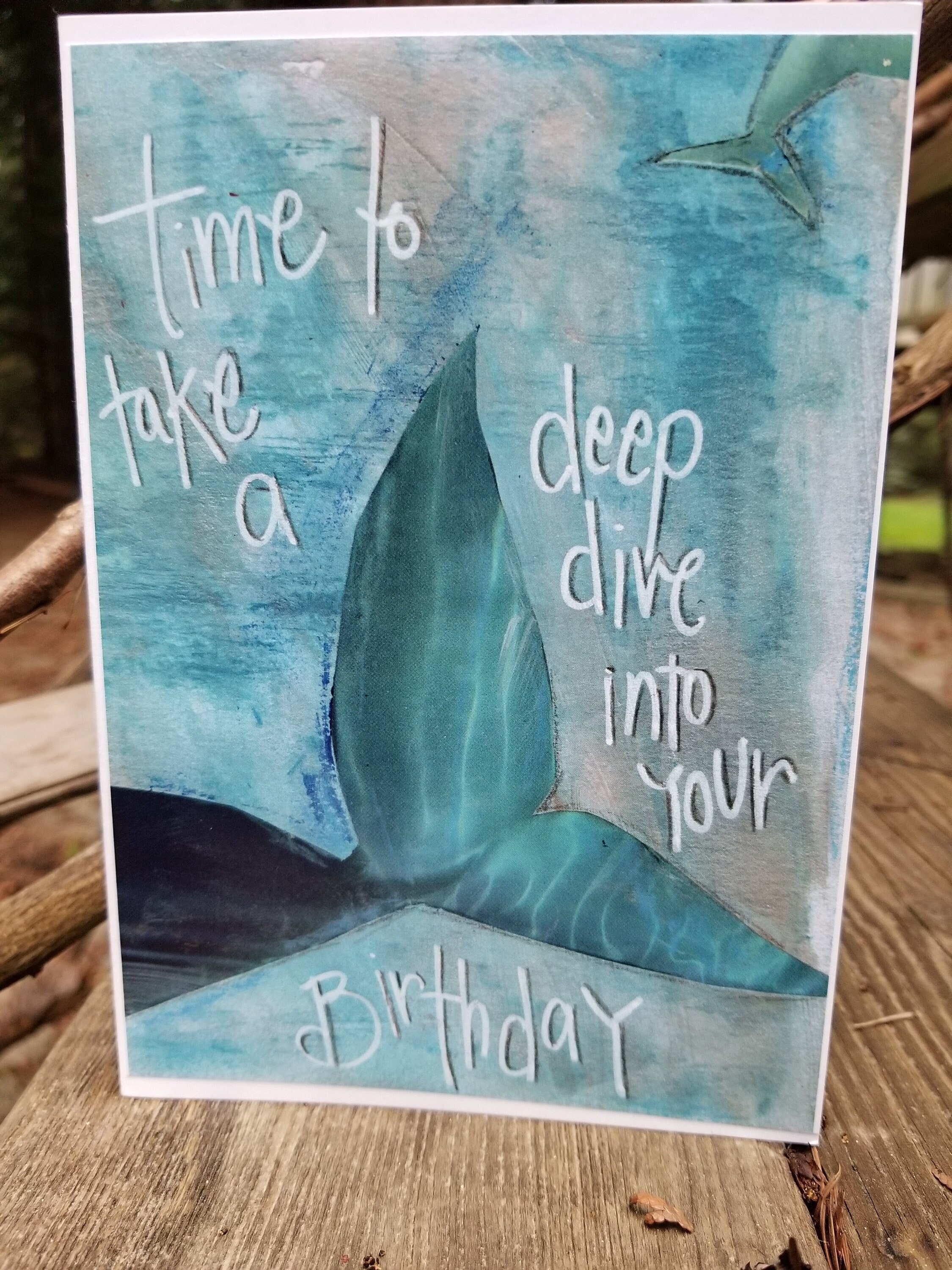 NEW Deep Dive, Swimmers Birthday Card, Water Birthday Greeting, Whales ...