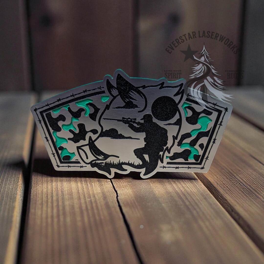 Hog Hunter Stainless Steel Patch – Laser Engraved Adhesive Emblem - Etsy