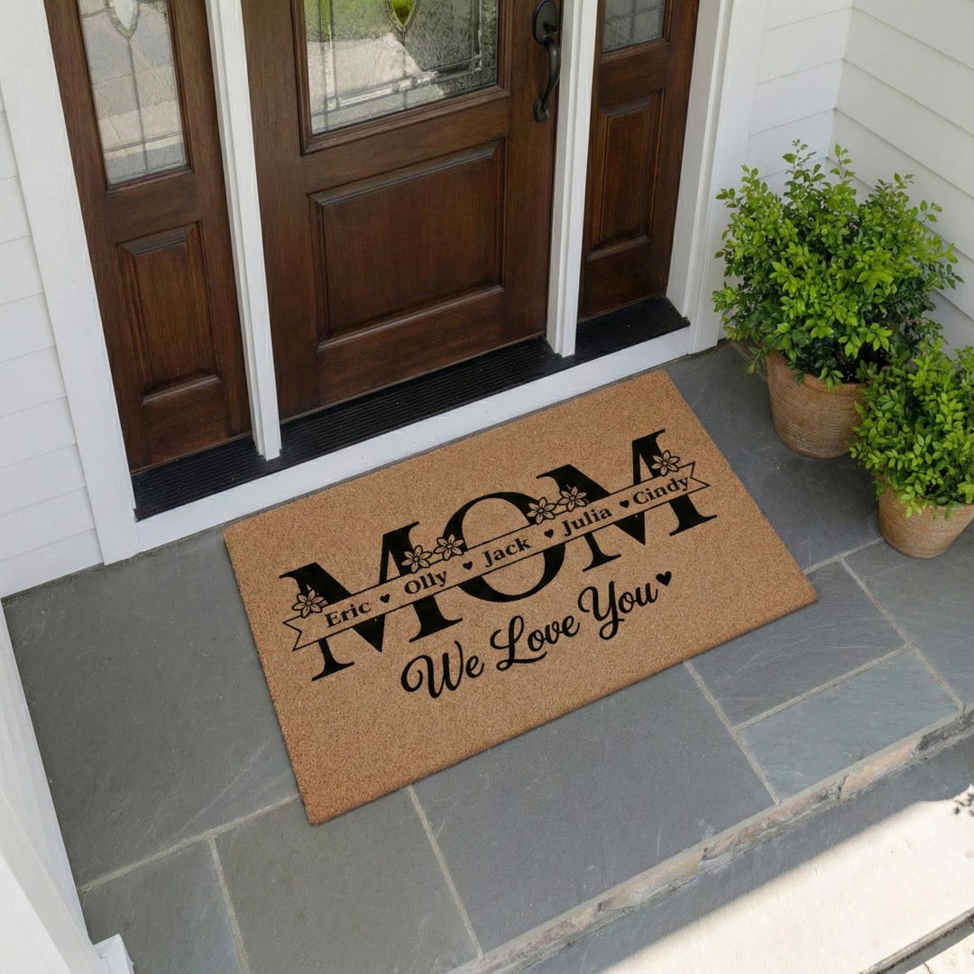 Custom Mom Welcome Mat With Kids Names, Mother’s Day Personalized ...