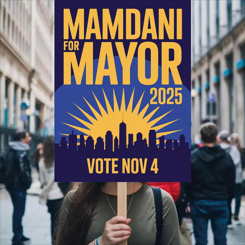 Mamdani for Mayor 2025 Sign: NYC Skyline Campaign Rally Poster - Etsy ...