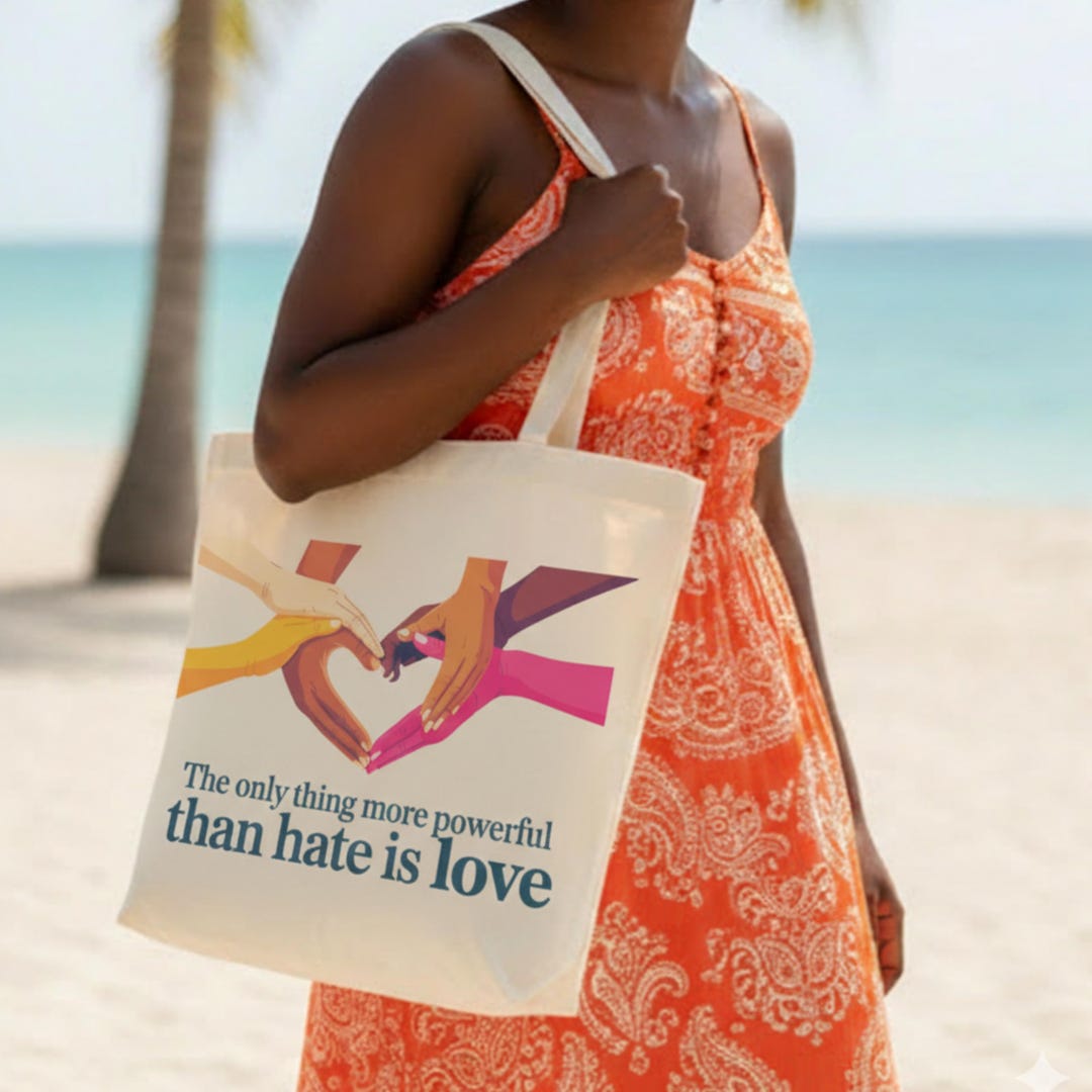 The Only Thing More Powerful Than Hate is Love Tote Bag – Inspirational ...