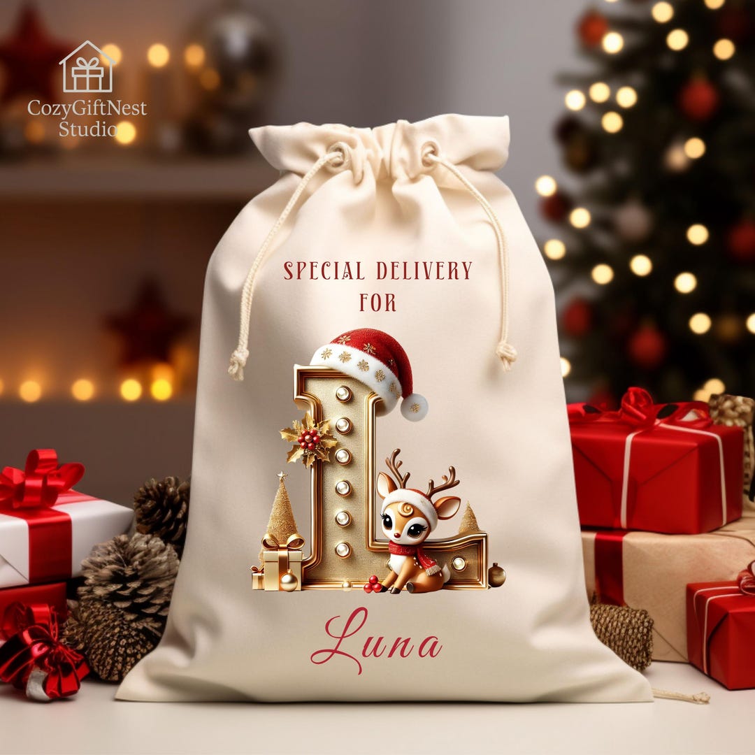 Custom Reindeer Santa Sack – Personalized Christmas Gift Bag With Name ...
