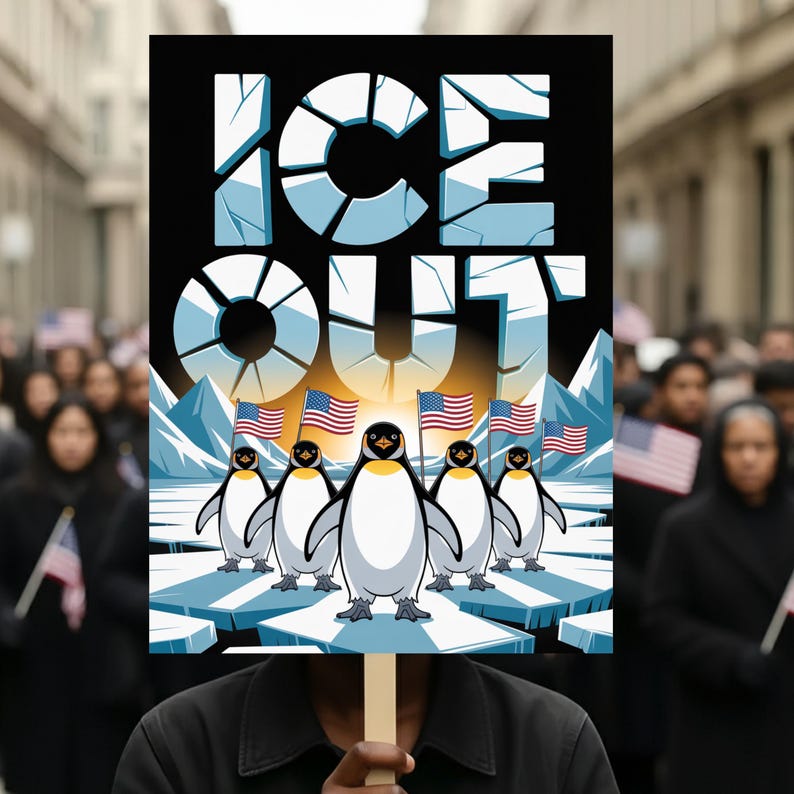 ICE OUT Penguin Protest Sign – Activist Yard Art - Etsy