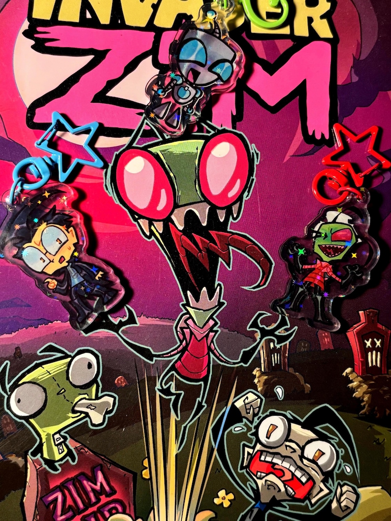 Invader Zim Acrylic Charms/keychain Art Accessories - Zim, Dib, Gir ...