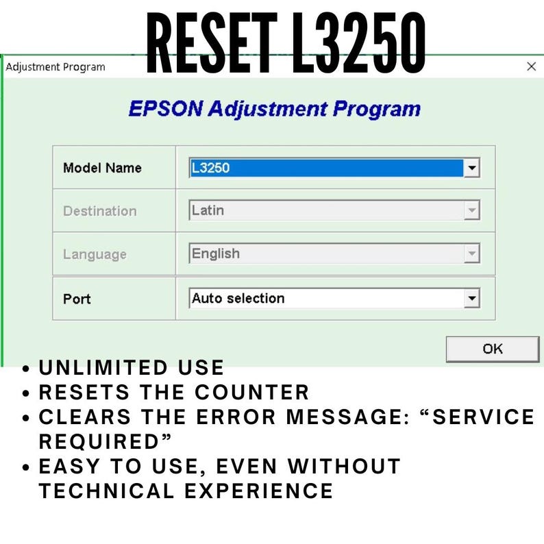 Epson L3250 Resetter Software | Waste Ink Pad Reset Utility (digital ...