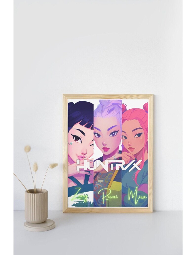 HUNTRX Trio Poster · Zoey Rumi Mira Vector · Anime Fantasy Digital ...