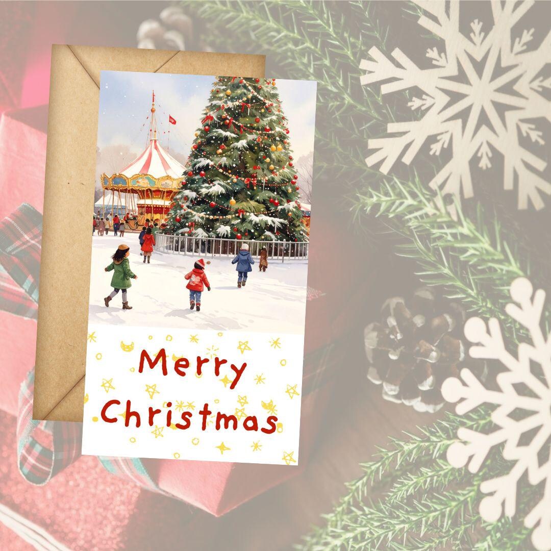 Printable or Digital Animated Christmas Card, With a Christmas Village ...