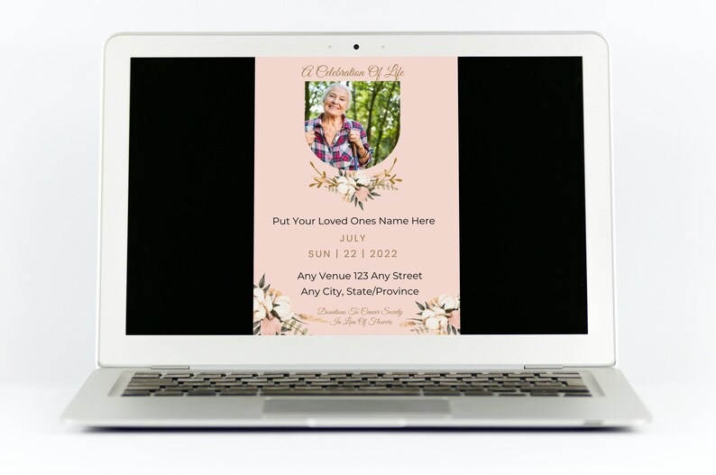 Celebration of Life Invitation | Editable Memorial Template | Pink ...