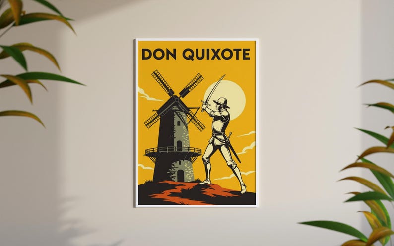 Don Quixote Poster, Minimalist Poster, Cervantes Literary Wall Art ...