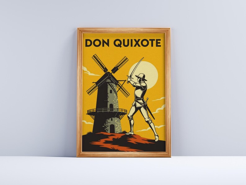 Don Quixote Poster, Minimalist Poster, Cervantes Literary Wall Art ...