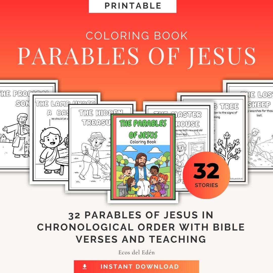 The Parables of Jesus Christian Coloring Book | Printable Bible Stories ...