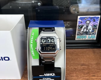 Custom Color Casio AE1200 Watch Mod: Retro Digital Style, Stainless ...