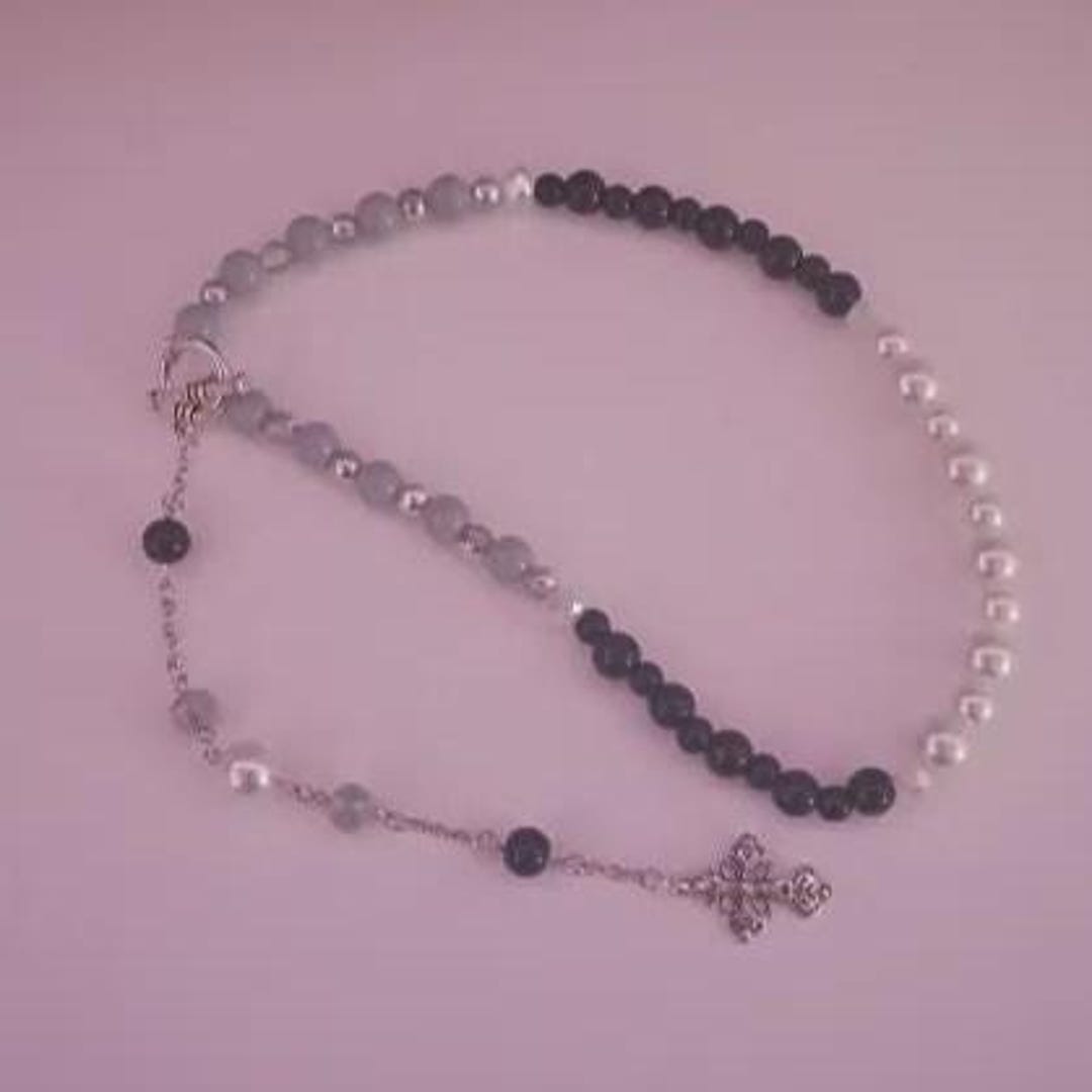 Black White and Grey Rosary - Etsy