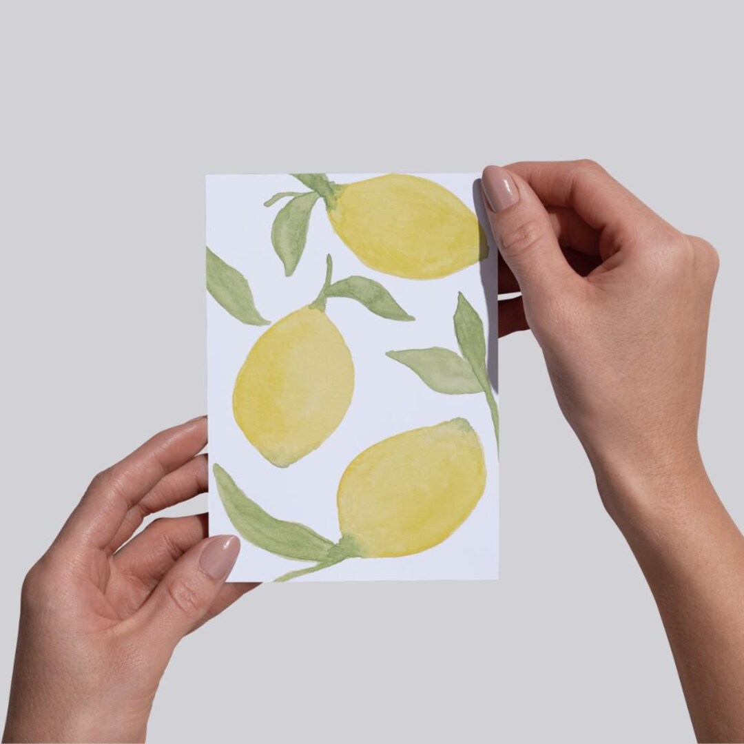 Lemon Blank Card I Watercolor Lemon Greeting Card I Citrus Birthday ...