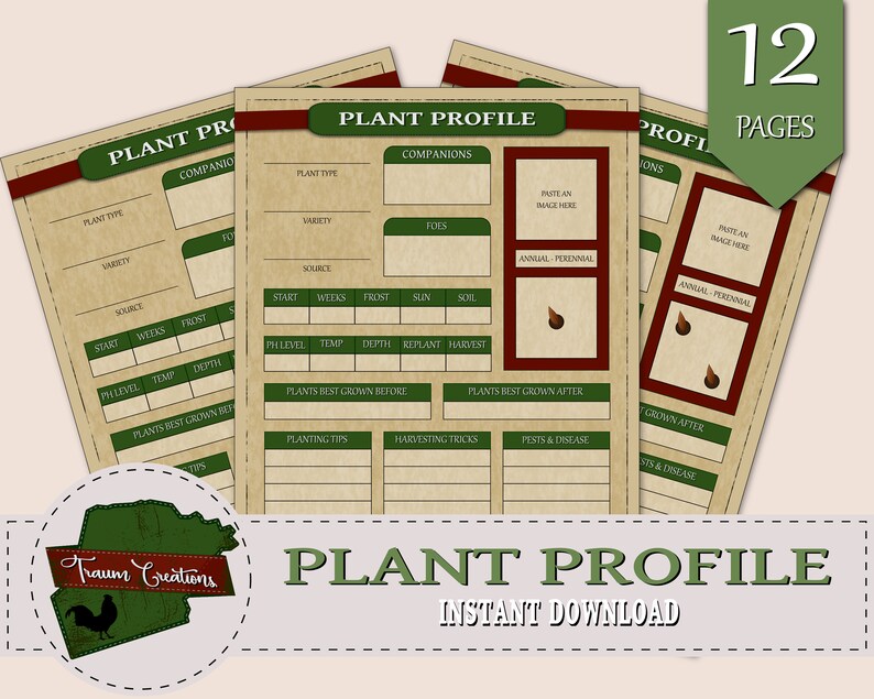 Printable Garden Planner Plant Profile Insert, INSTANT DOWNLOAD, - Etsy