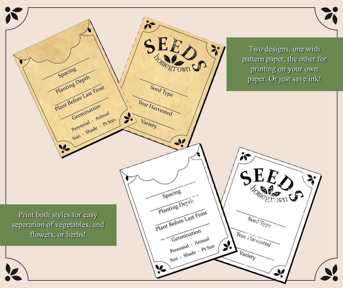 Printable Seed Envelope Template Seed Storage Organizer DIY Seed Packet ...