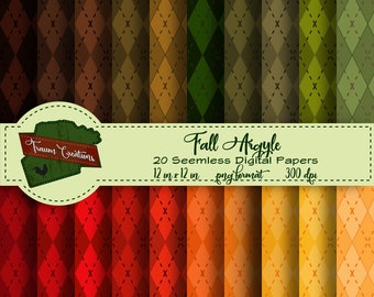 Colorful Argyle Digital Paper Set, Colorful Digital Papers, Argyle ...