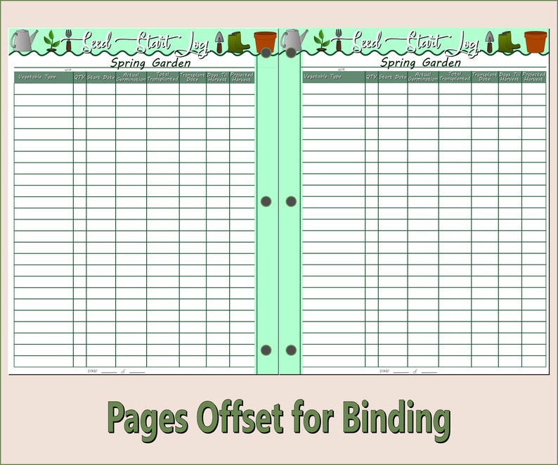 Garden Seed Starting Log Printable Garden Journal Page Instant Download ...