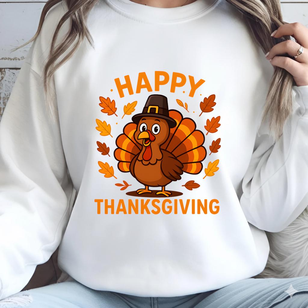 Happy Thanksgiving Turkey PNG | Fall Leaves Clipart (digital Download ...