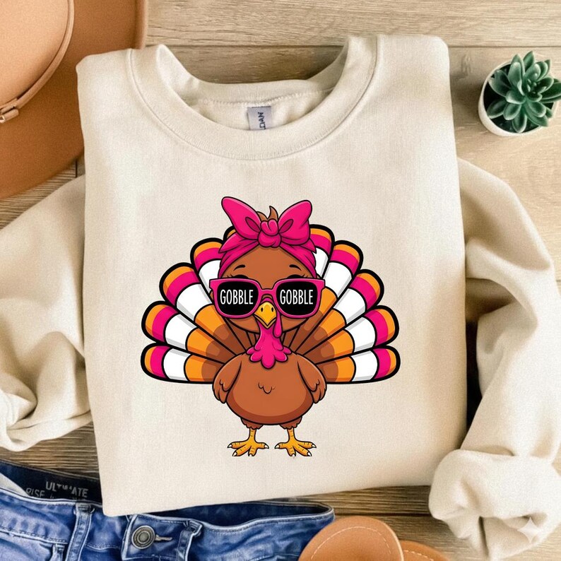 Cute Turkey PNG | Girly Thanksgiving Clipart, Pink Bow (digital ...