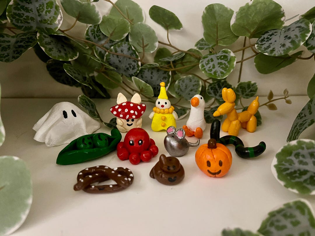 Mini Polymer Clay Desk Buddies & Trinkets | Tiny Whimsical Figurines, 1 ...