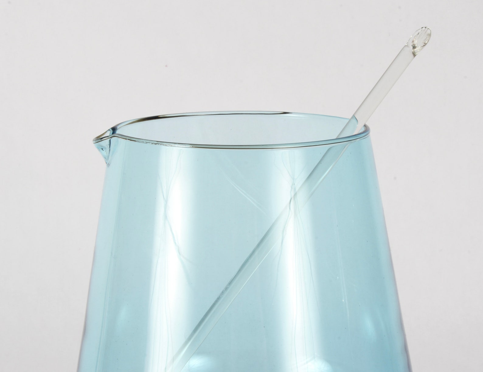 Vintage Blue Glass Pitcher With Stirrer - Etsy