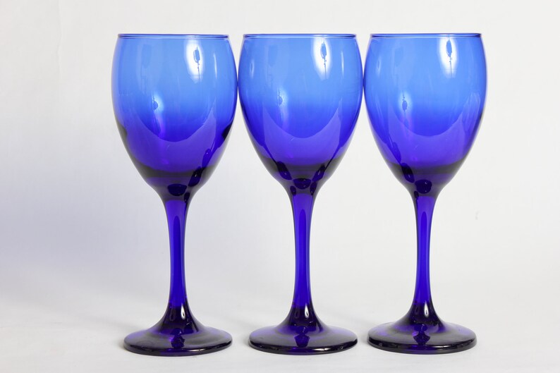 Cobalt Blue Glassware Vintage Glassware Wine Glasses Wine - Etsy