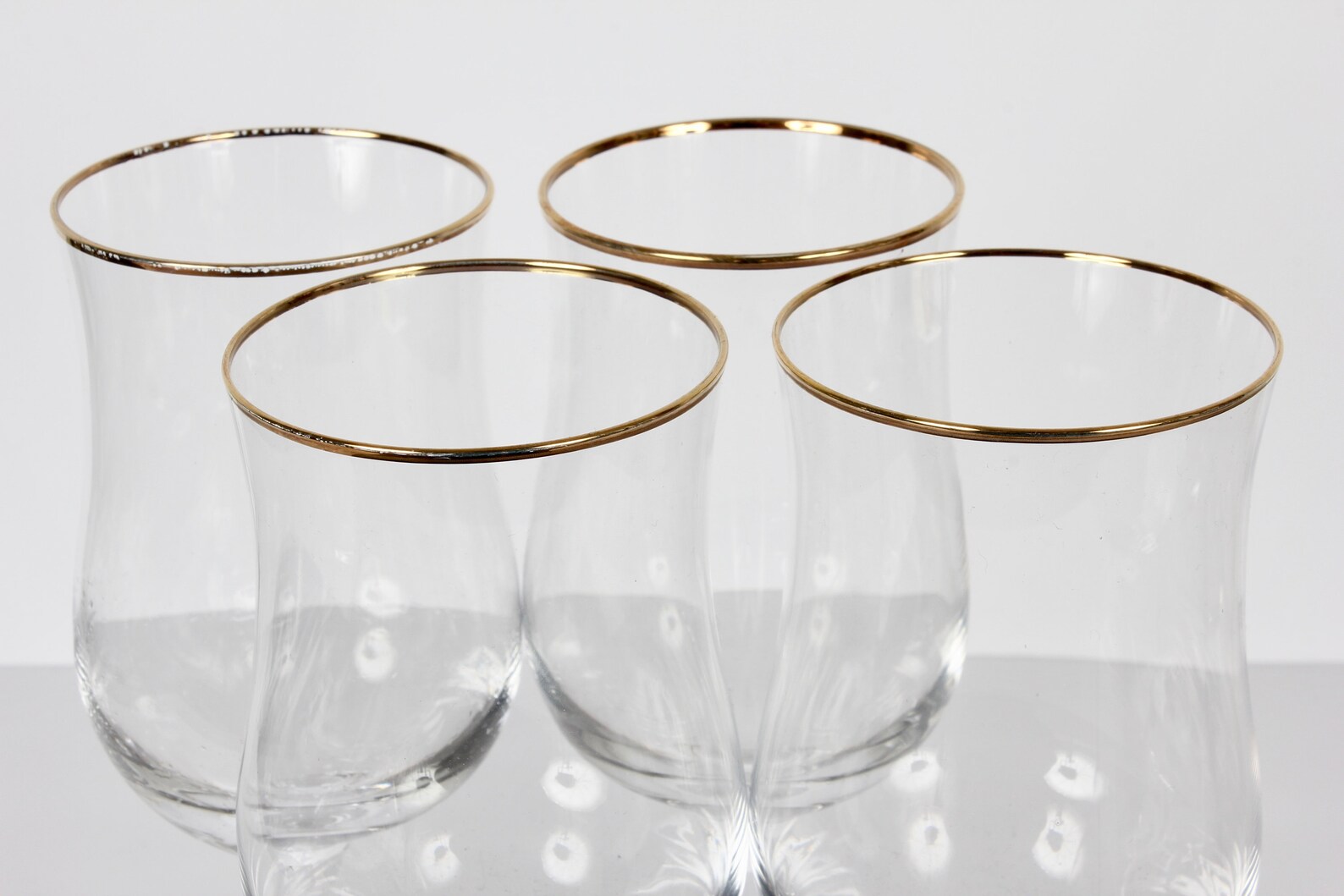Wine Glasses Vintage Glassware Gold Rim Wine Glasses - Etsy