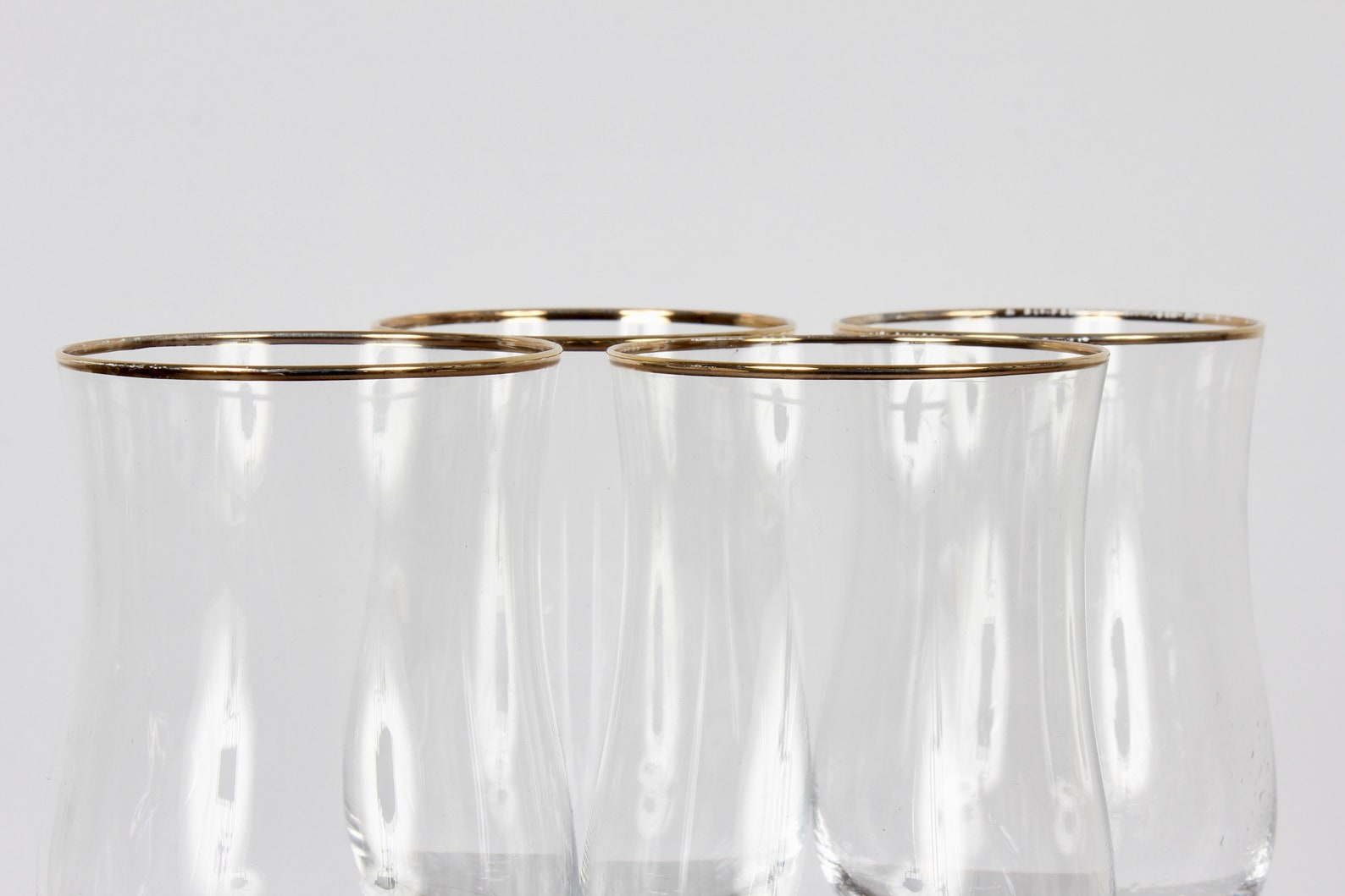 Wine Glasses Vintage Glassware Gold Rim Wine Glasses - Etsy