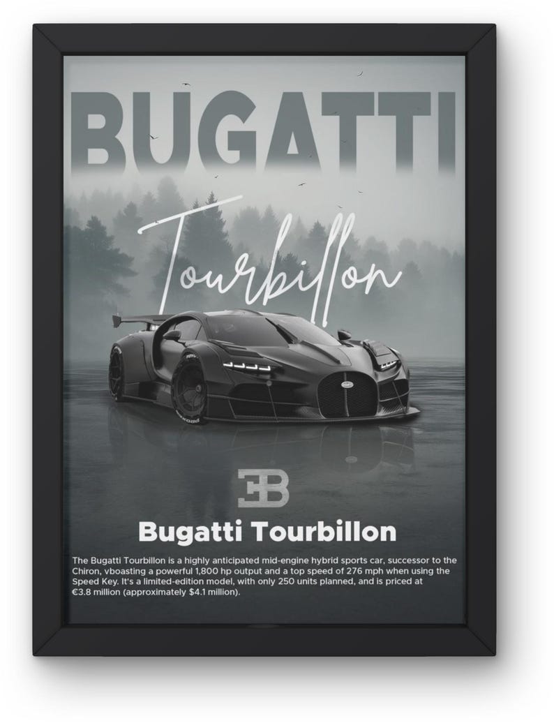 Bugatti Tourbillon Poster | Luxury Hypercar Wall Art | Modern ...