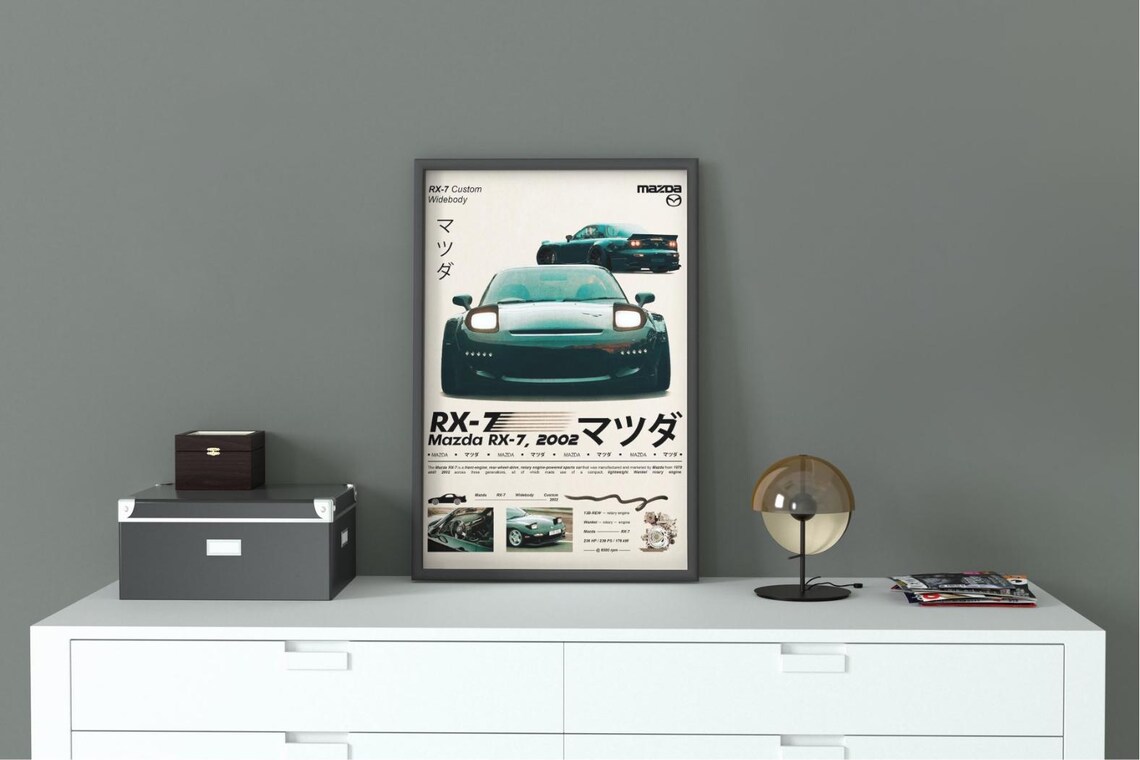 Mazda RX-7 Poster | JDM Car Wall Art | Rotary Engine Widebody Print ...