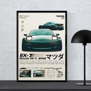 Mazda RX-7 Poster | JDM Car Wall Art | Rotary Engine Widebody Print ...