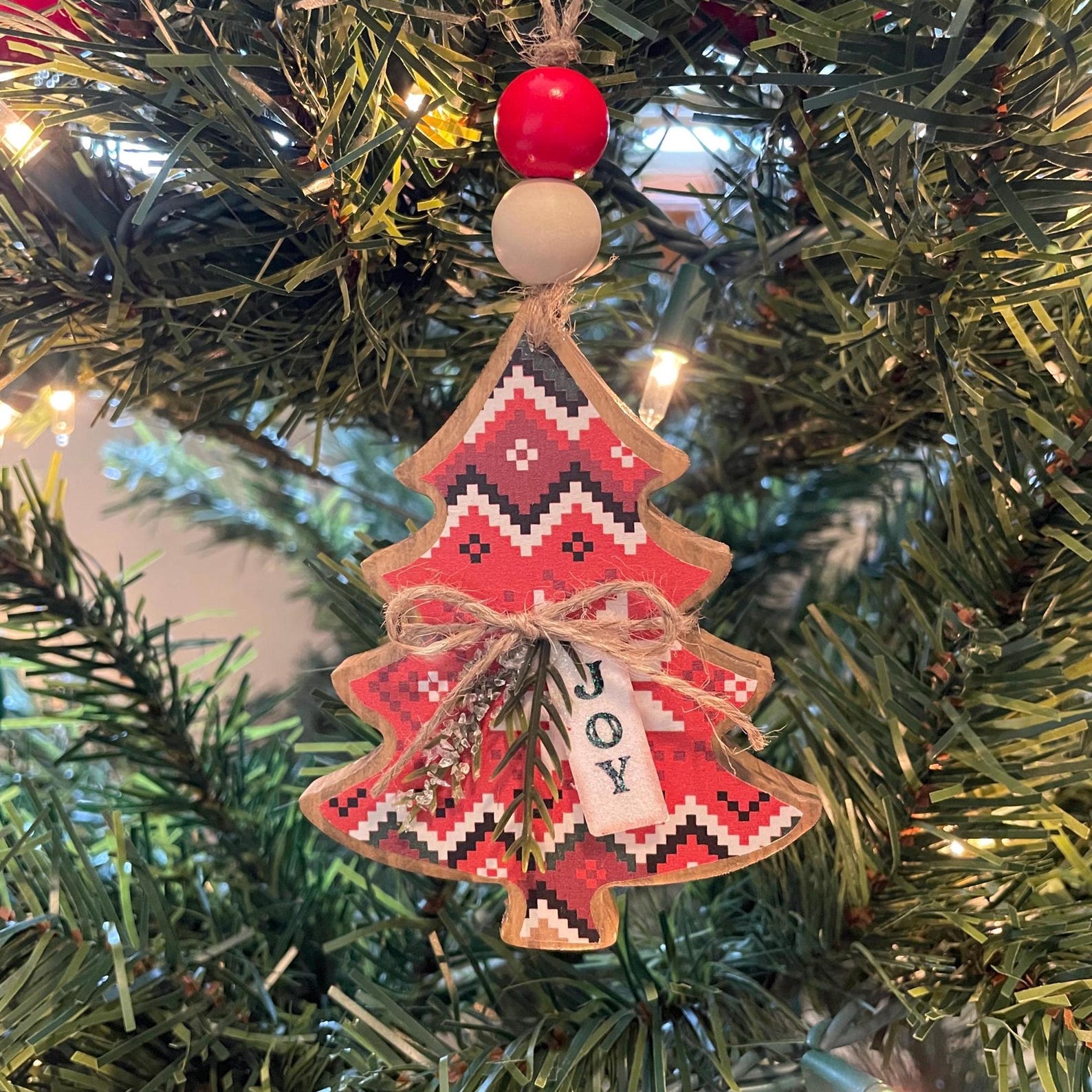 Joy, Noel, or Personalized Tree Shaped Ornament - Etsy
