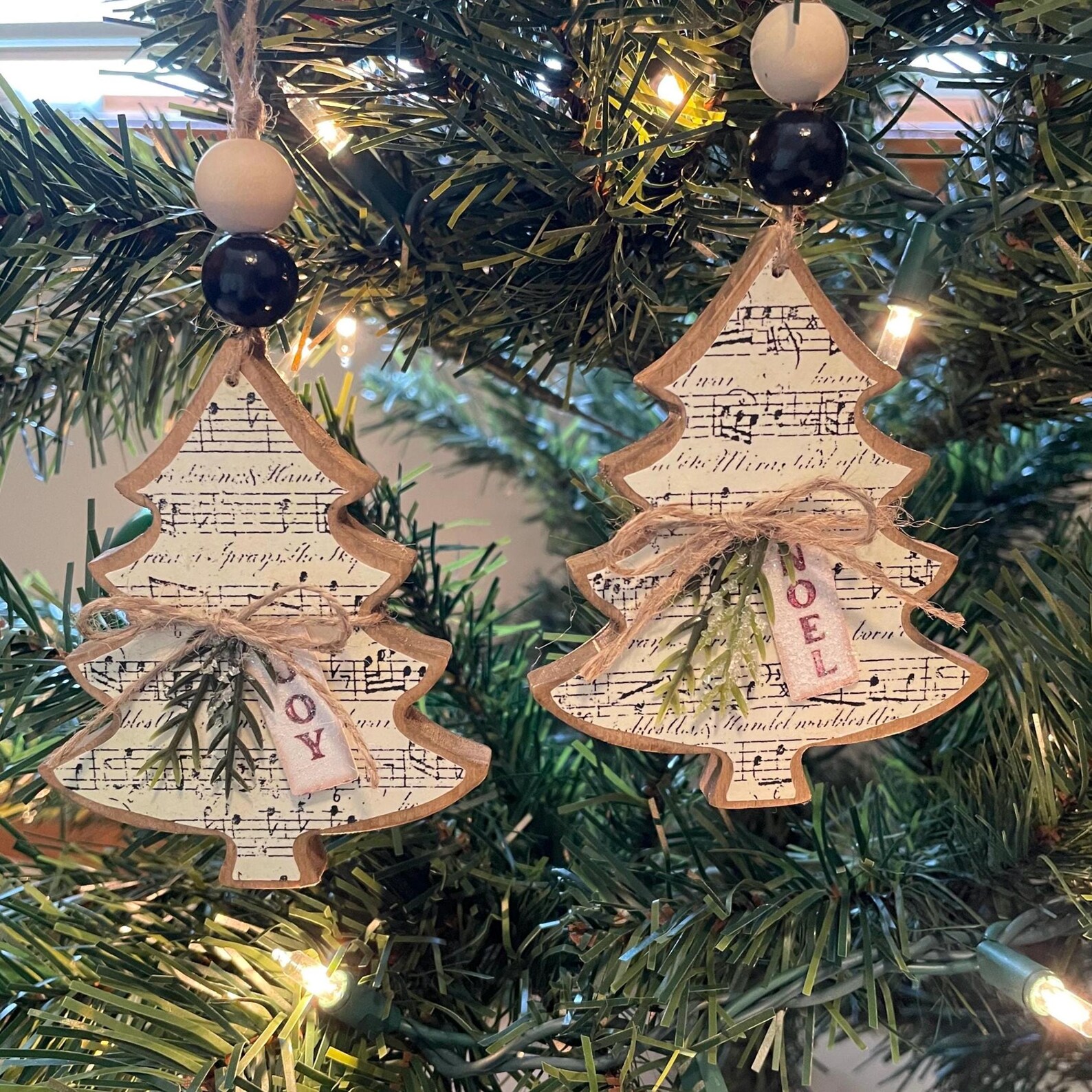Joy, Noel, or Personalized Tree Shaped Ornament - Etsy