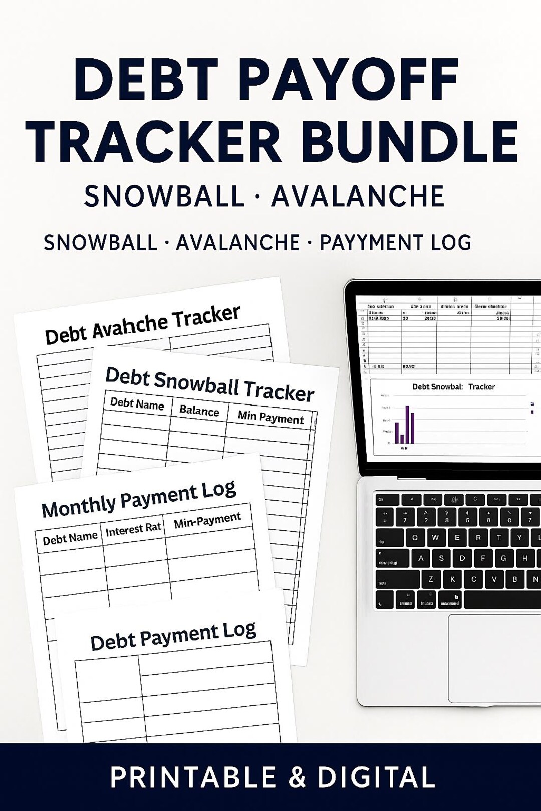Debt Payoff Tracker | Printable PDF + Excel | Snowball & Avalanche ...