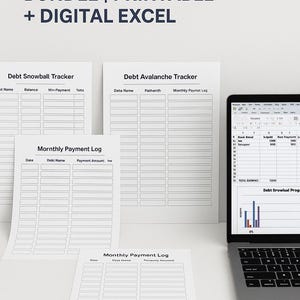 Debt Payoff Tracker | Printable PDF + Excel | Snowball & Avalanche ...