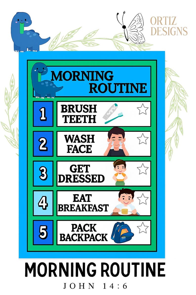 ADHD Morning Routine Chart for Boys | Printable Daily Routine | Visual ...