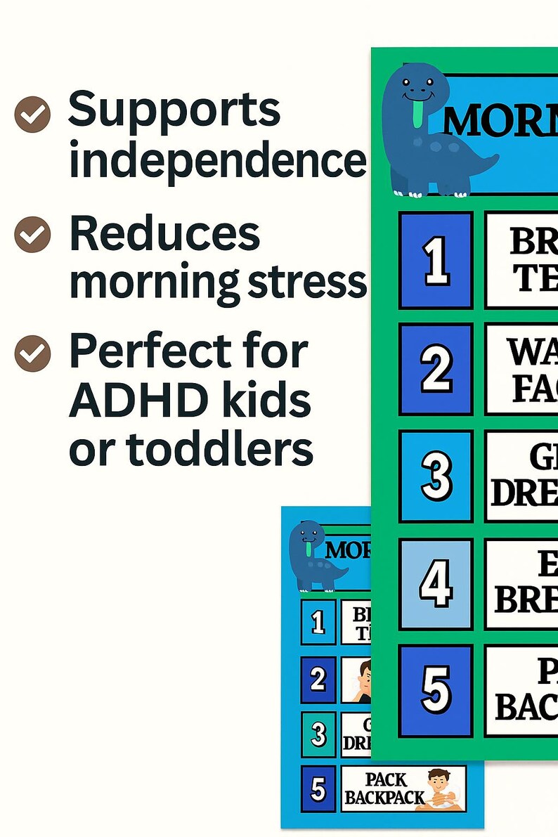 ADHD Morning Routine Chart | Printable Daily Routine | Visual Schedule ...