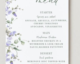 Floral Wedding Menu Design Template - Etsy
