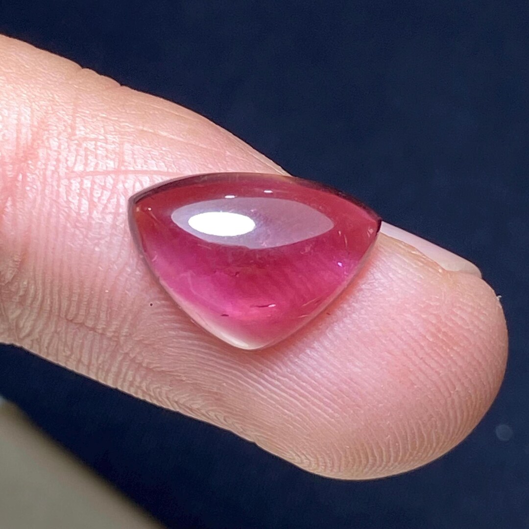 3.65 Ct Natural Rubellite Tourmaline Cabochon Triangular Shape Loose ...