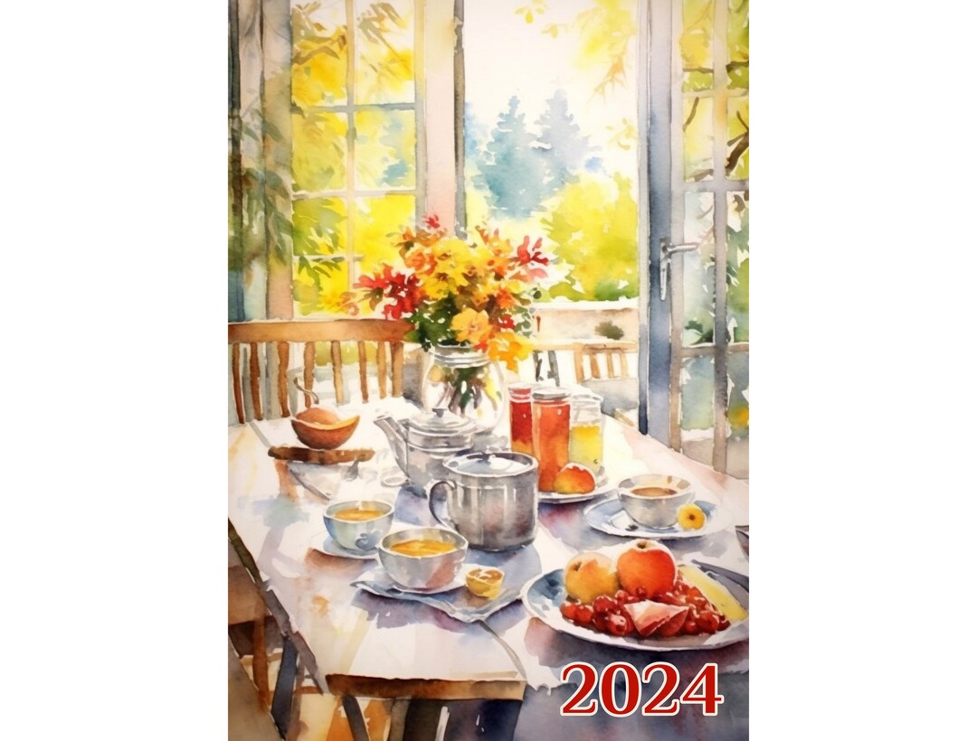 Wall Calendar 2024 ~ Amazing Spreads of Delicious Breakfasts on Sunny ...